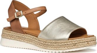 Geox Damen D EOLIE C Flat Sandal, Lt Gold/Camel, 39.5 EU