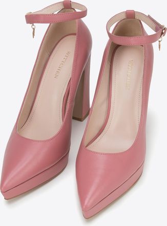 Wittchen Damen-Pumps aus Leder mit dickem Absatz, Rosa, Naturleder