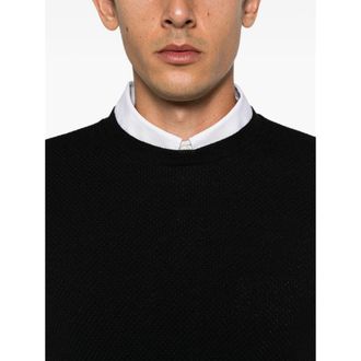 Zanone Waffle Knit Virgin Wool Sweater - Black