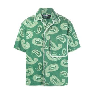 Jacquemus Artichaut Paisley-Print Hemd mit ausgefranstem Saum - - Shirts - Herren - Gr&uuml;n - XS