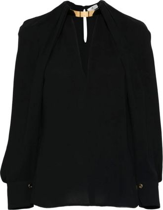Elisabetta Franchi Femme, Blouses et Chemises, Noir, Taille: 38 FR Blusa scollo a V