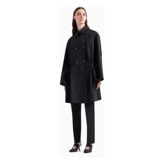 Emporio Armani Femme, Manteaux, Noir, Taille: 40 FR Trench-coat trap&egrave;ze
