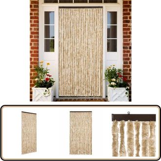 vidaXL Fliegenvorhang Beige 100x200 cm Chenille - Fliegenvorhang - Insektenschutz - Vorhangtür - Sommergarten - Balkon