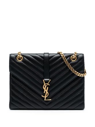 Saint Laurent sac port&eacute; &eacute;paule Monogram Envelope Bag m&eacute;dium en cuir dagneau (2016) - Noir