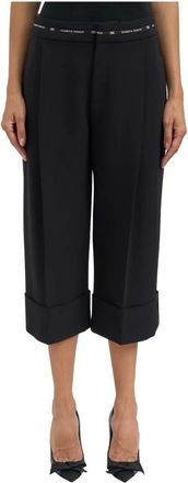 Elisabetta Franchi Homme, Pantalons, Noir, Taille: 36 FR Cropped Pantalons