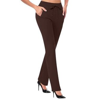 Generic Pantalon bootcut pour femme, pantalon taille haute, pantalon &eacute;vas&eacute; classique, pantalon habill&eacute; &agrave; jambes larges, pantalon habill&eacute; formel pour femme, ti