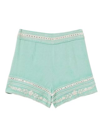 Twin-Set short brodé à taille haute - Vert