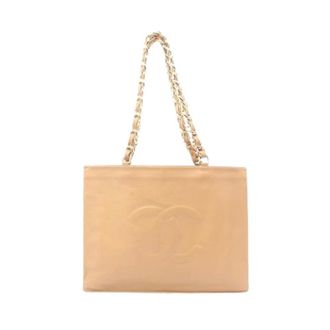 Chanel Pre-owned Deccoco Mark Lambskin Tote Bag - Femme - Pre-owned - Beige - Taille: ONE Size