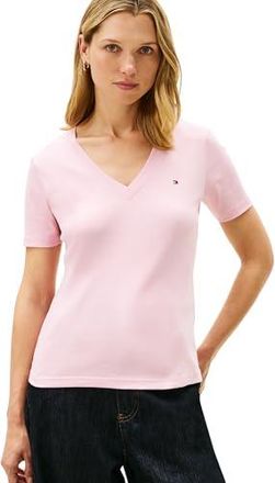 Tommy Hilfiger Slim Cody V-NK SS Ww0Ww40584 T-Shirt S/S, Pink (Bonita Pink), XL Femme