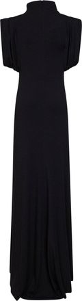 MUGLER Draped Funnel-Neck Maxi Dress - Black