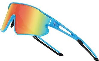 Duco DC0023 Lunettes de soleil polaris&eacute;es pour homme et femme Protection UV400 Lunettes de soleil de course &agrave; pied, p&ecirc;che, cyclisme, baseball, Monture bleu