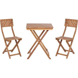 Beliani Ensemble Bistrot pour lExt&eacute;rieur Pliable en Bois dEucalyptus Fonc&eacute; Ardore