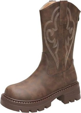 Generic Bottines basses pour femme - Marron - Bottes mi-mollets - Bottes courtes - Automne et hiver - &Eacute;lastiques - R&eacute;tro - Respirantes, caf&eacute;, 41 EU