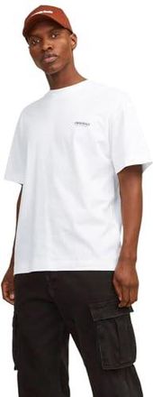 Jack & Jones Jormykonos Geo Tee SS Crew Neck Ln T-Shirt, Blanc éclatant, M Homme