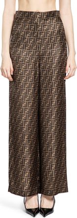 Fendi FF Silk Twill Wide Leg Pants