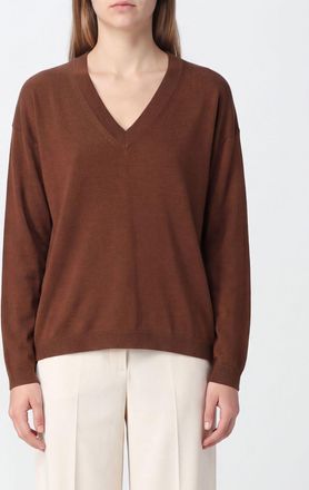 Semicouture Pullover aus reiner Schurwolle mit V-Ausschnitt und &uuml;berschnittenen Schultern