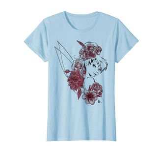 Disney Peter Pan Tinkerbell Flowers Floral Outline T-Shirt T-Shirt
