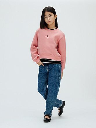 Calvin Klein Kastiges Logo-sweatshirt Aus Fleece - Brandied Apricot - M&auml;dchen - 10