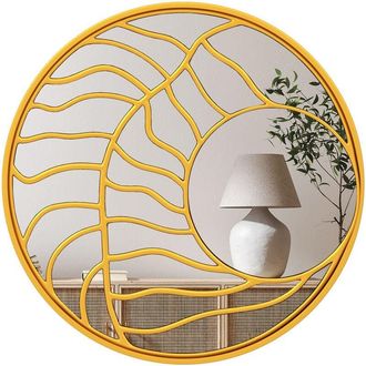 Costway Mioir Mural Rond Ø80 cm, Cadre Irrégulier, 2 Crochets, Vis dExpansion Incluses, Miroir Décoration Murale pour Salon Chambre Entree Salle à Manger,Or