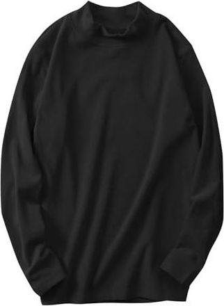 Generic Sweat-shirt moelleux pour homme - Température constante - Chaud et froid - Avec laine épaisse à lintérieur - Col haut - Couleur unie - Pour la vie quo