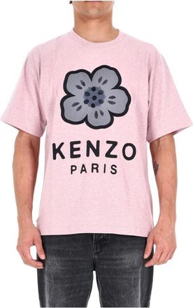 Kenzo Homme, Tops, Rose, Taille: S T-shirt oversize en coton brodé Fleur Boke