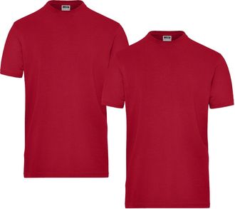 James & Nicholson T-Shirt Doppelpack elastisches Herren T-Shirt Bio Workwear-T Stretch JN1802 (Doppelpack, 2er-Pack) Hochwertige Bio-Baumwolle