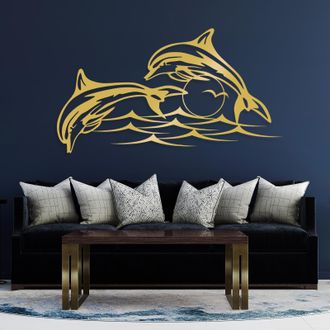 Generic &Uuml;bergro&szlig;es minimalistisches abstraktes Wandbild aus Metall, &uuml;bergro&szlig;e Wanddekoration f&uuml;r Zuhause, Delfin-Sonnenuntergang, Delfin, K&uuml;ste, Delfin-Thema 