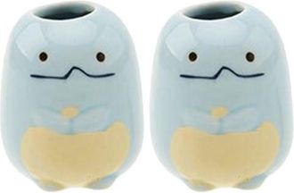 Amosfun Porte-Brosse &agrave; Dents en C&eacute;Ramique 2 Pi&egrave;Ces avec Distributeur De Cure-Dents Automatique - Support pour Brosse &agrave; Dents &eacute;L&eacute;Gant Et Pratique