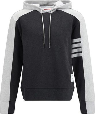 Thom Browne SweaT-shirt &agrave; capuche colorblock en bouclette - Homme - Sweatshirts et sweats &agrave; capuche - Gris - Taille: M