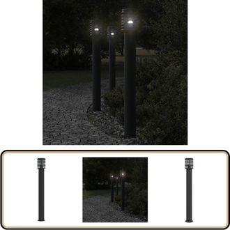 vidaXL Wegeleuchte Schwarz 110 cm Edelstahl - Outdoor-Beleuchtung - Gartenlampe - Wegleuchte - Edelstahl Lampe - led Lampen