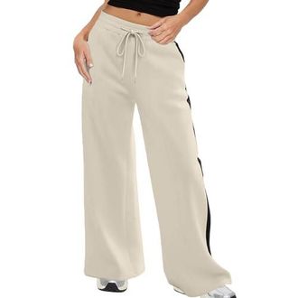 Generic Pantalon noir pour femme - Pantalon de jogging 2025 en polaire &eacute;lastique et confortable avec poches - Pantalon extensible noir pour femme, beige, XXL