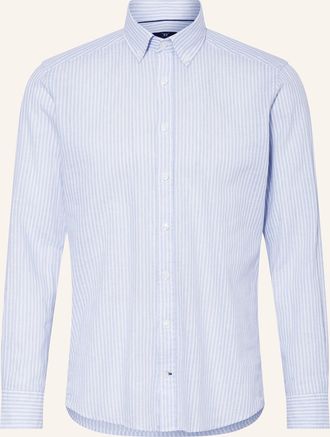 Strokesman's Strokesmans Hemd Regular Fit Mit Leinen blau