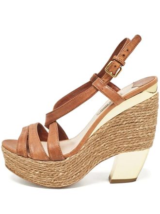 Miu Miu sandales compensées en cuir 135 mm - Marron