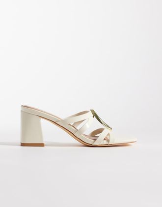 New Look Mules en PU &agrave; finitions dor&eacute;es - Blanc