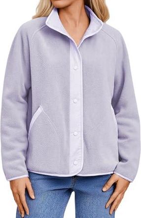 Generic Vestes 2026 pour femmes, col montant, veste d&eacute;contract&eacute;e, l&eacute;g&egrave;re, coupe ample, manteau polaire dext&eacute;rieur pour plus de chaleur et de confort, manches 