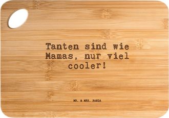 Mr. & Mrs. Panda Bambus - Schneidebrett Tanten sind wie Mamas,... - Geschenk, Sprüche, Mütter, Frühstücksbrett, Spruch Sprüche Weisheiten Zitate