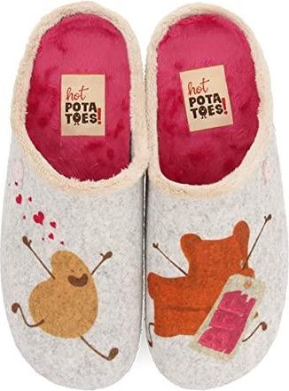 Hot Potatoes GRUNDHOF, Pantoufles femme, gris, 36 EU