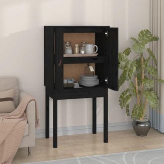 vidaXL Highboard Schwarz 60x40x120 cm Massivholz Kiefer Vidaxl