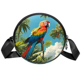 Generic Sac &agrave; bandouli&egrave;re rond pour femme, petit sac &agrave; bandouli&egrave;re avec fermeture &eacute;clair, bretelles r&eacute;glables, sac &agrave; main rond d&eacute;contract&eacute; pour femmes et fill