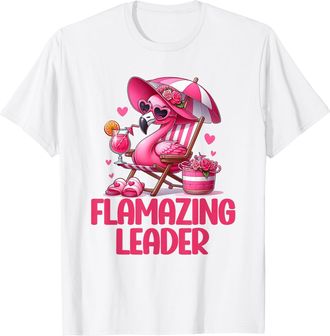 BDAZ Flamazing Leader Pink Flamingo Tropical Beach Scene Damen T-Shirt