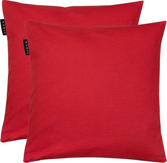 Linum Annabell Elegant Kissenh&uuml;lle 40x40 cm 2er-Pack, 100% Baumwolle, Maschinenwaschbar, Chinarot