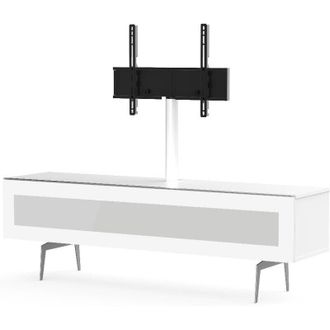 Les Tendances Meuble TV avec support &eacute;cran verre infrarouge et m&eacute;lamin&eacute; blanc Sarama 160 cm