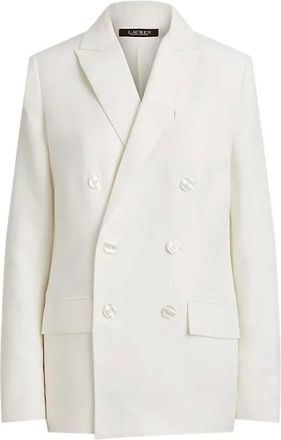 Ralph Lauren Femme, Vestes, Blanc, Taille: 36 FR Blazer crois&eacute; en serg&eacute; m&eacute;lang&eacute; lin