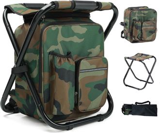Generic Ultraleicher Campinghocker für Erwachsene mit abnehmbarem 15 -l -Rucksack, Faltbarer Rahmen Hochklapper Jagdhocker für Angelaktivitäten