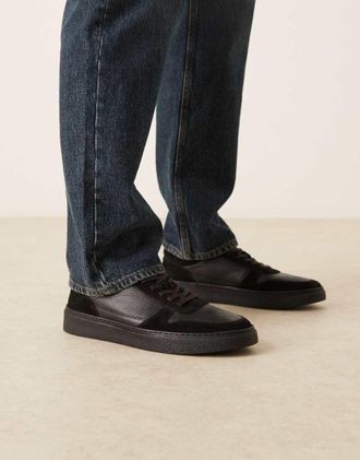 Asos Sneaker aus Leder in Schwarz mit Eins&auml;tzen aus Wildleder