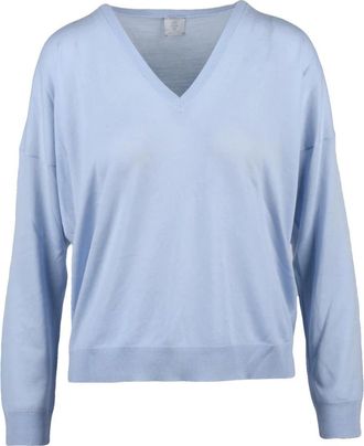 Eleventy Femme, Pulls, Bleu, Taille: 44 FR V-neck Tricots