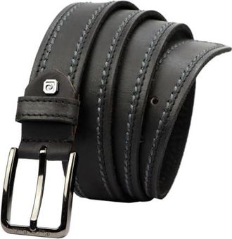 Pierre Cardin 612 KAM02 Ceinture élégante en cuir pour homme Boucle classique Noir Longueur de la sangle 125 cm, Noir, 125 cm