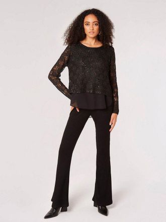 Apricot Strickpullover Lochmuster-Pullover (1-tlg) im Lagenlook
