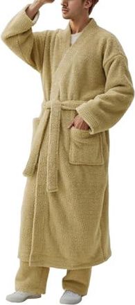 Generic Pyjama Homme Hiver Pyjama Polaire Homme Loose Imprim&eacute; Saison Froide Manches Longues avec Poches Tenue de D&eacute;tente pour la Maison ou en Voyage