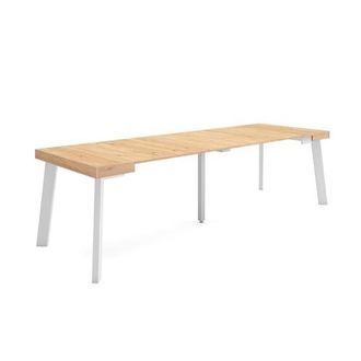 Skraut Home | Ausziehbarertisch | Multifunktionaler ausziehbarer | 260 | F&uuml;r 12 G&auml;ste | H&ouml;lzerne Beine | Moderner Stil | Eiche